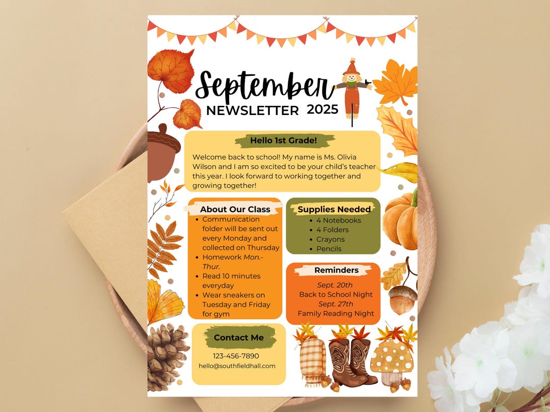 Editable September Classroom Newsletter Template: Back to School Flyer ...