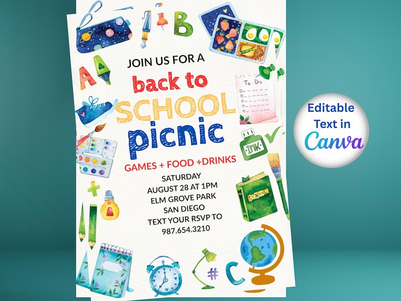 Editable Back to School Picnic Flyer Invitation: PTA PTO Invite ...