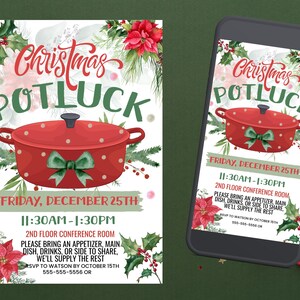 Christmas Potluck Flyer | Holiday Party Invitation (canva Editable) - Etsy