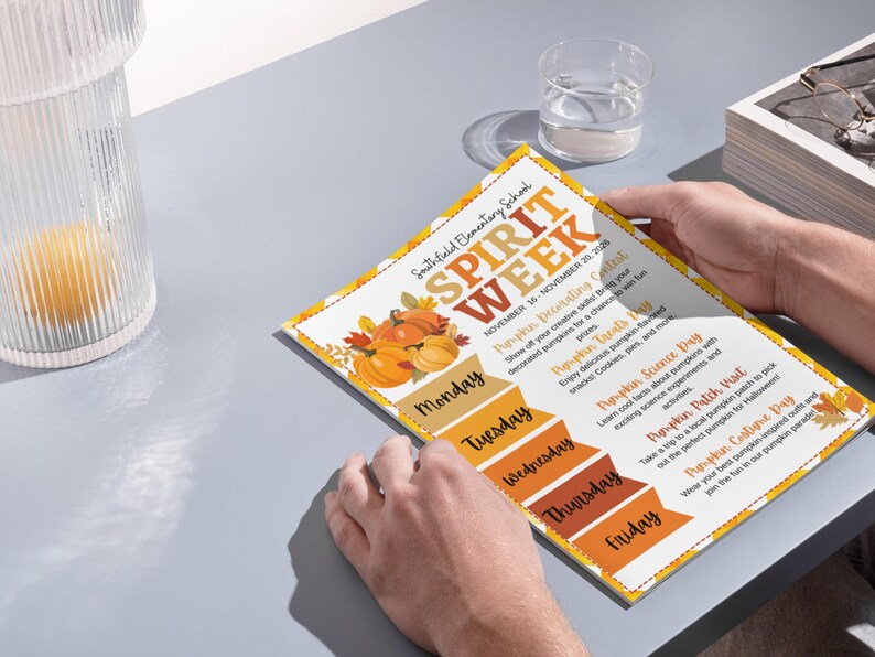 Fall Spirit Week Flyer Template: School Event Poster (canva Editable ...
