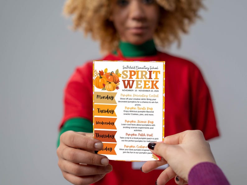 Fall Spirit Week Flyer Template: School Event Poster (canva Editable ...