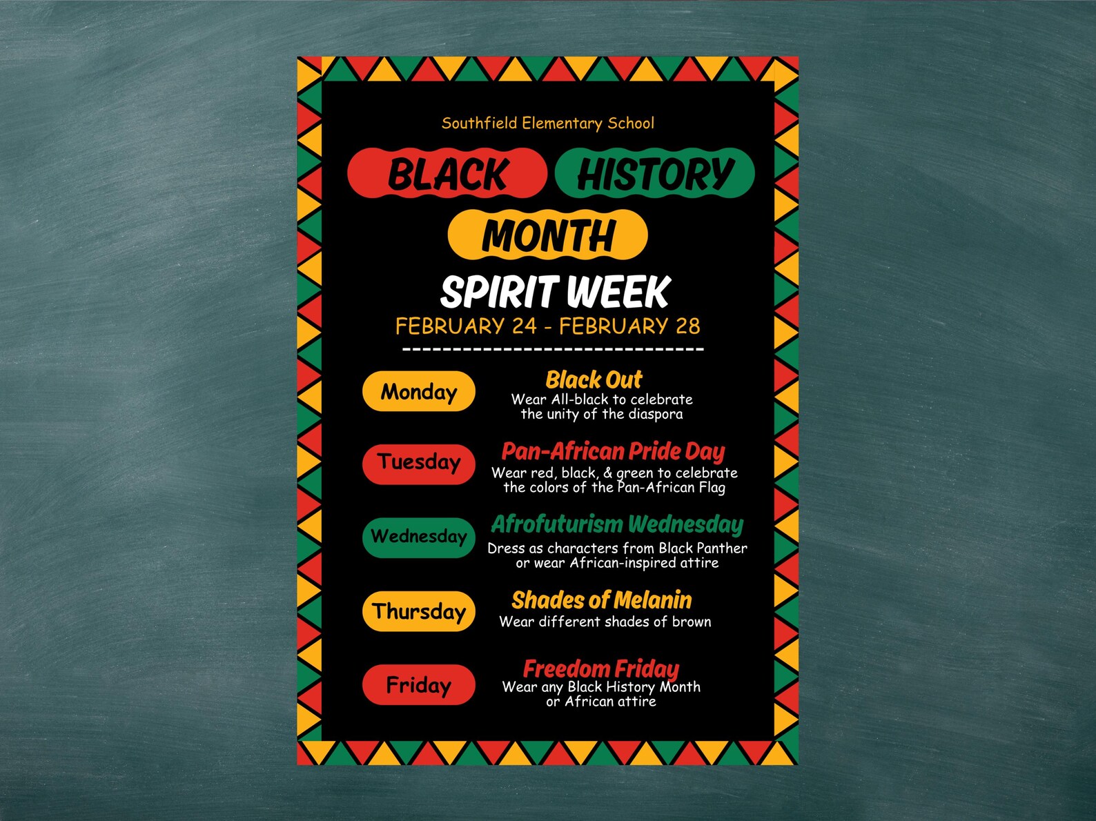 Black History Month School Spirit Week Flyer (canva Editable) - Etsy