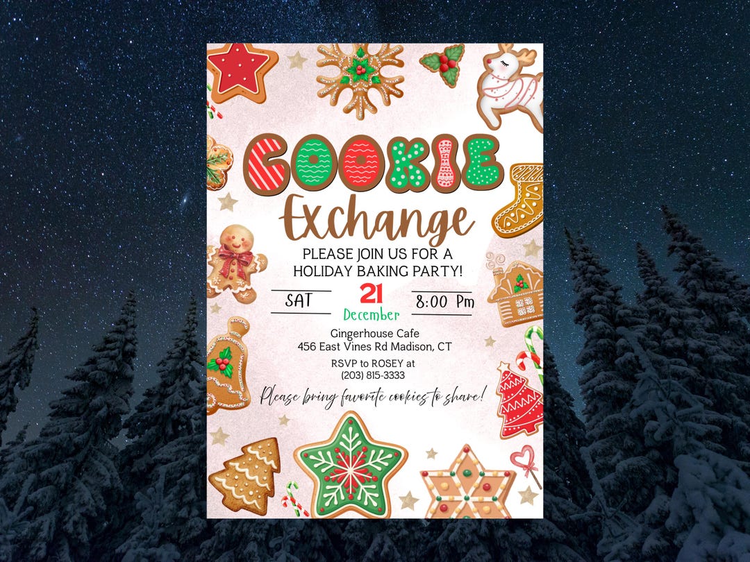 Christmas Cookie Exchange Invitation Template: Printable & Mobile Evite ...