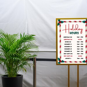 Christmas Store Hours Template, Holiday Door Sign (canva Editable) - Etsy