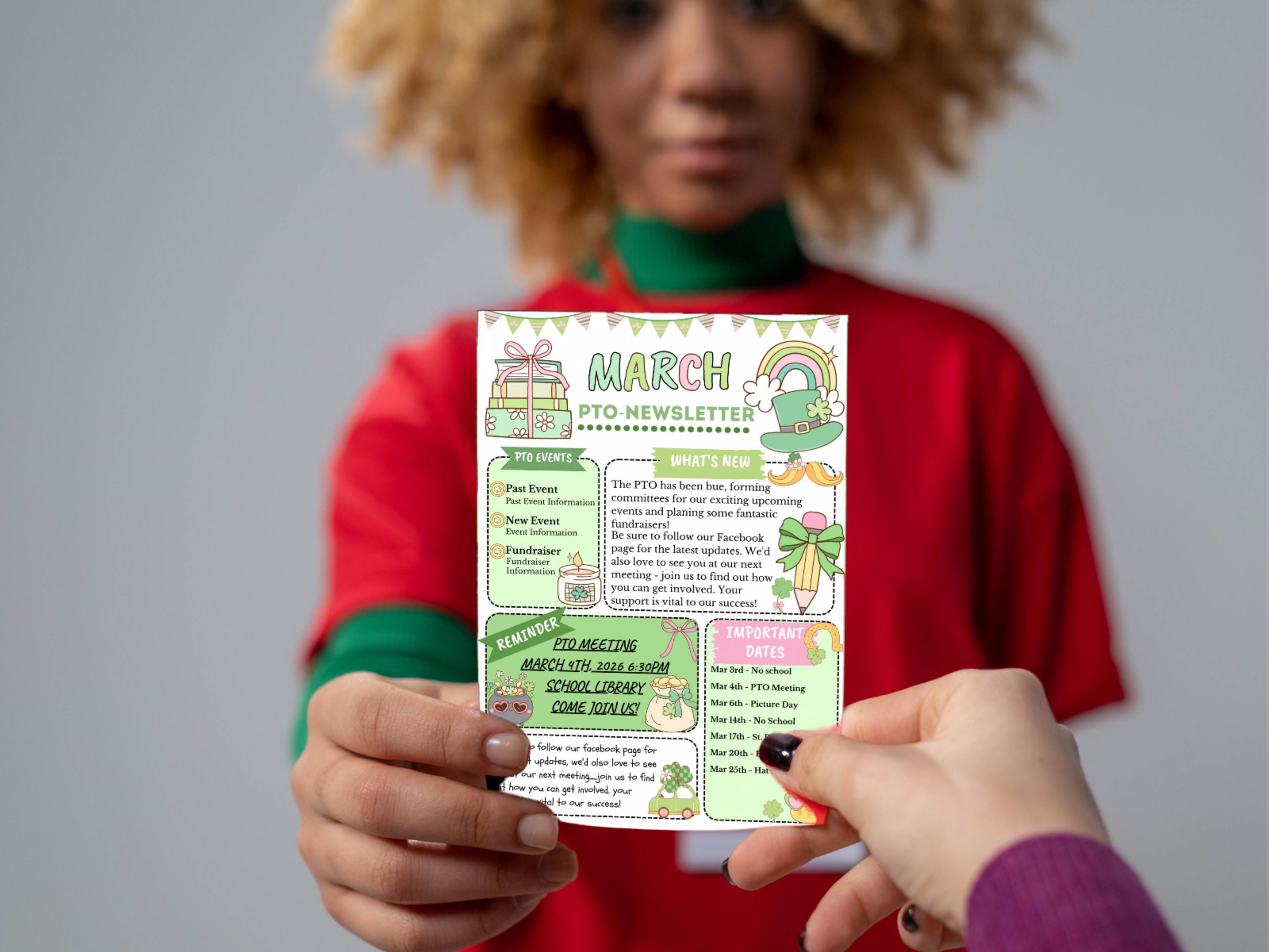 March Newsletter, PTO, PTA, St. Patricks Day Classroom Information ...