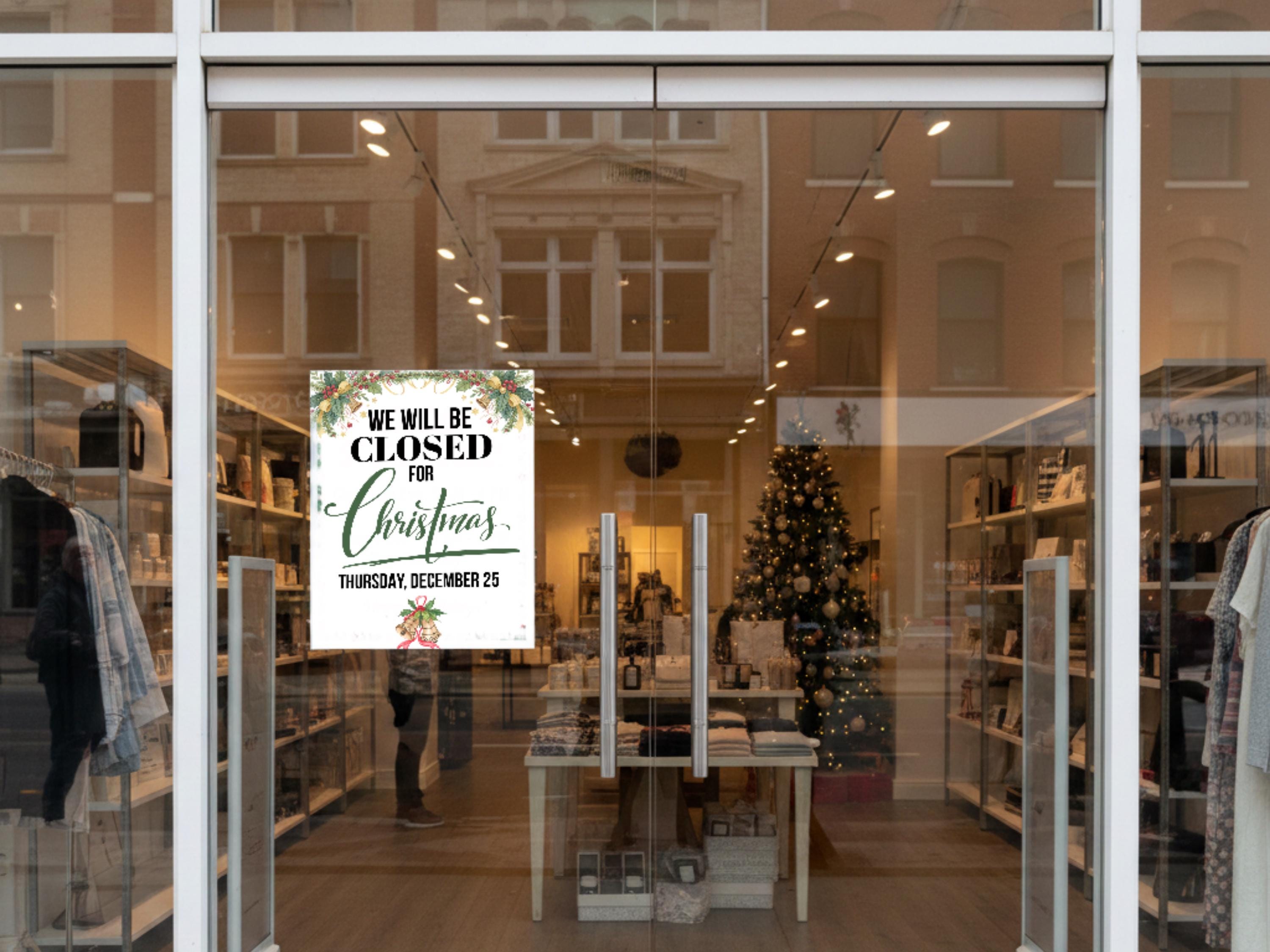 Closed for Christmas Sign 2025, Holiday Closure Banner for Business or ...