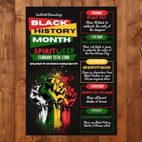 Black History Month Spirit Week Flyer | School February Dress up Days ...