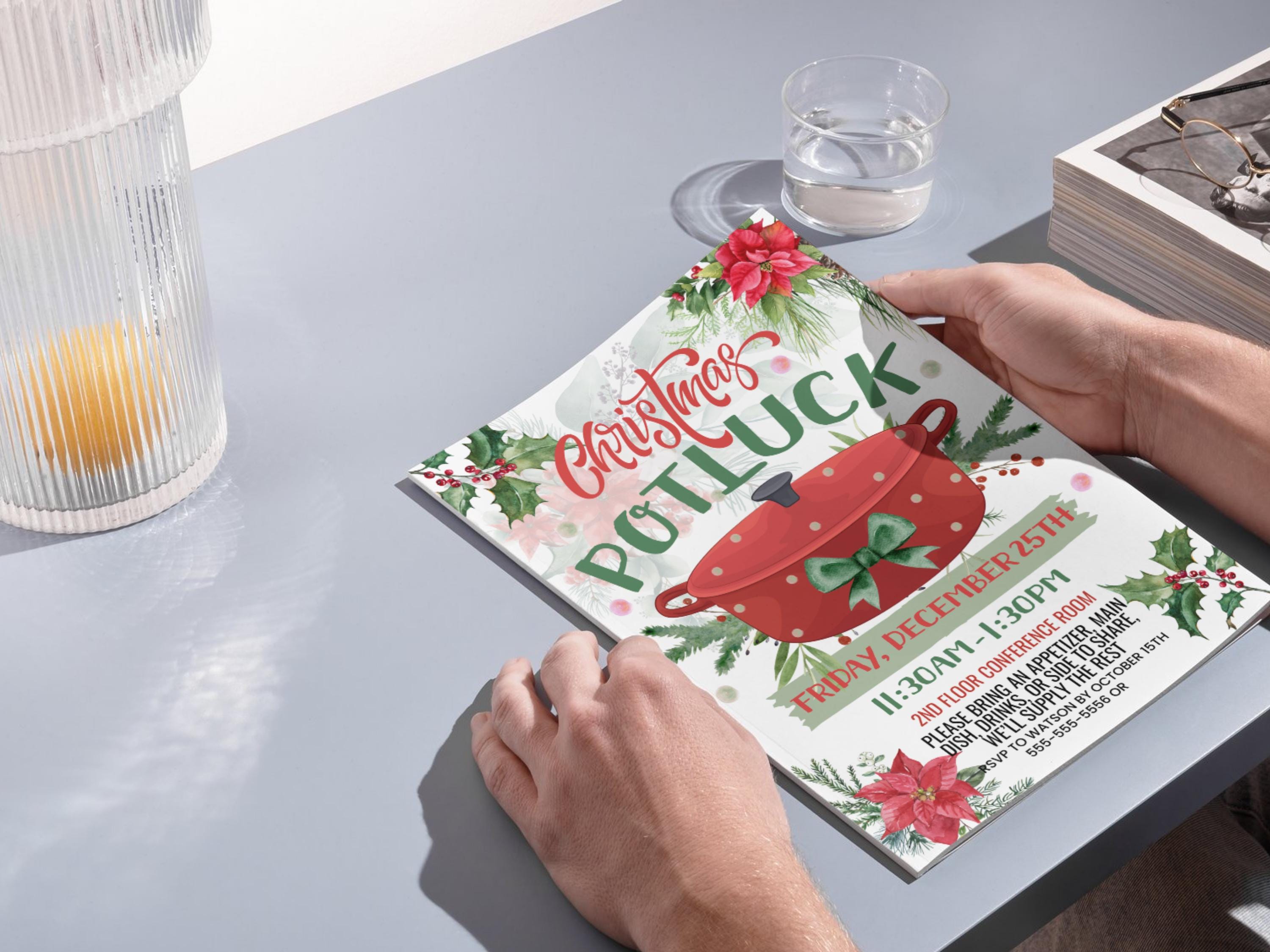 Christmas Potluck Flyer | Holiday Party Invitation (canva Editable) - Etsy