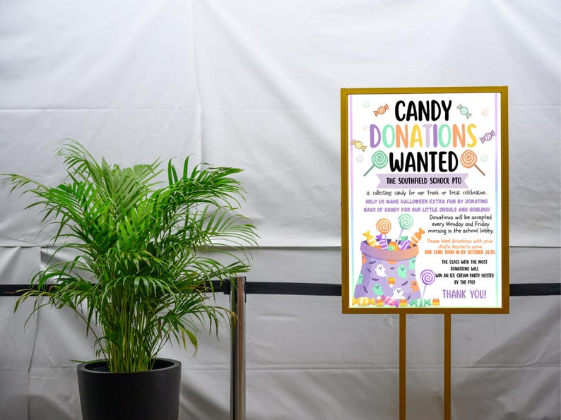 Halloween Candy Donation Flyer, Trunk or Treat School PTO Fundraiser ...