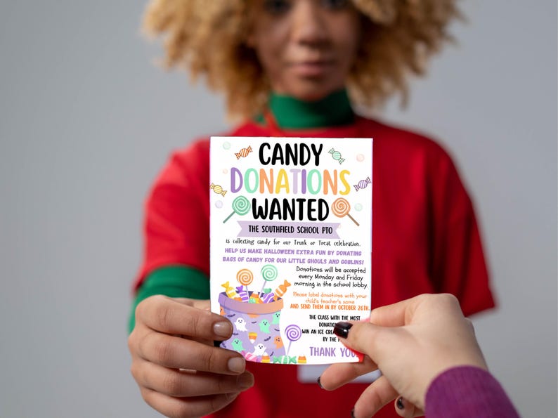 Halloween Candy Donation Flyer, Trunk or Treat School PTO Fundraiser ...
