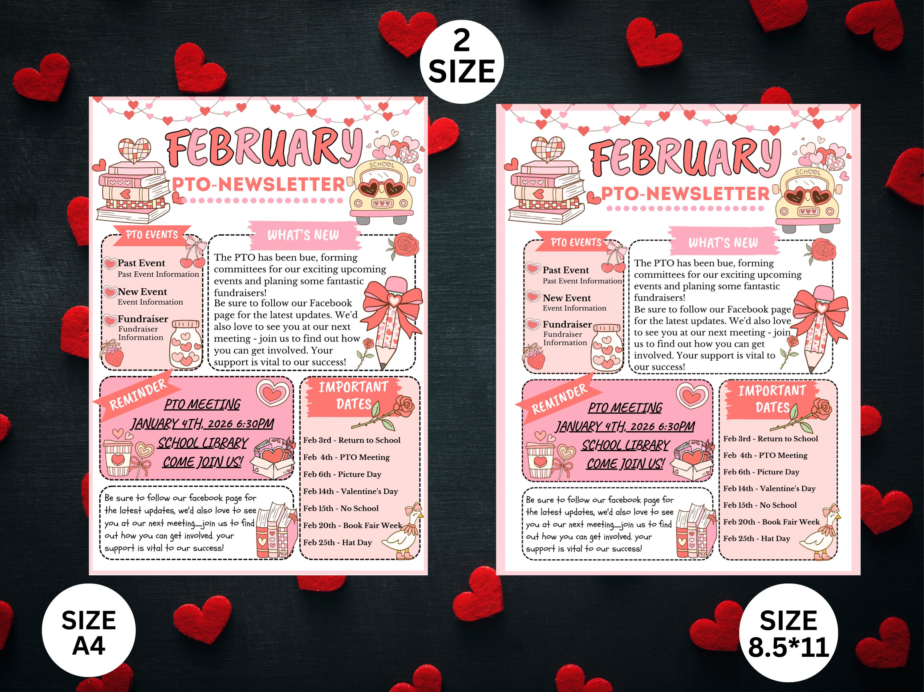 February Newsletter, PTO, PTA, Classroom Information (canva Editable ...
