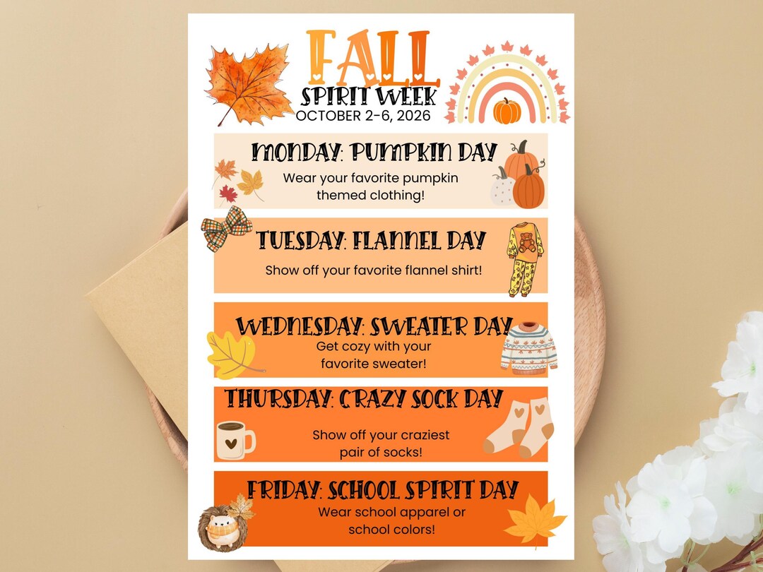Fall Spirit Week Flyer (canva Editable PDF File) - Etsy