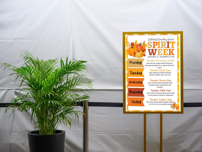 Fall Spirit Week Flyer Template: School Event Poster (canva Editable ...