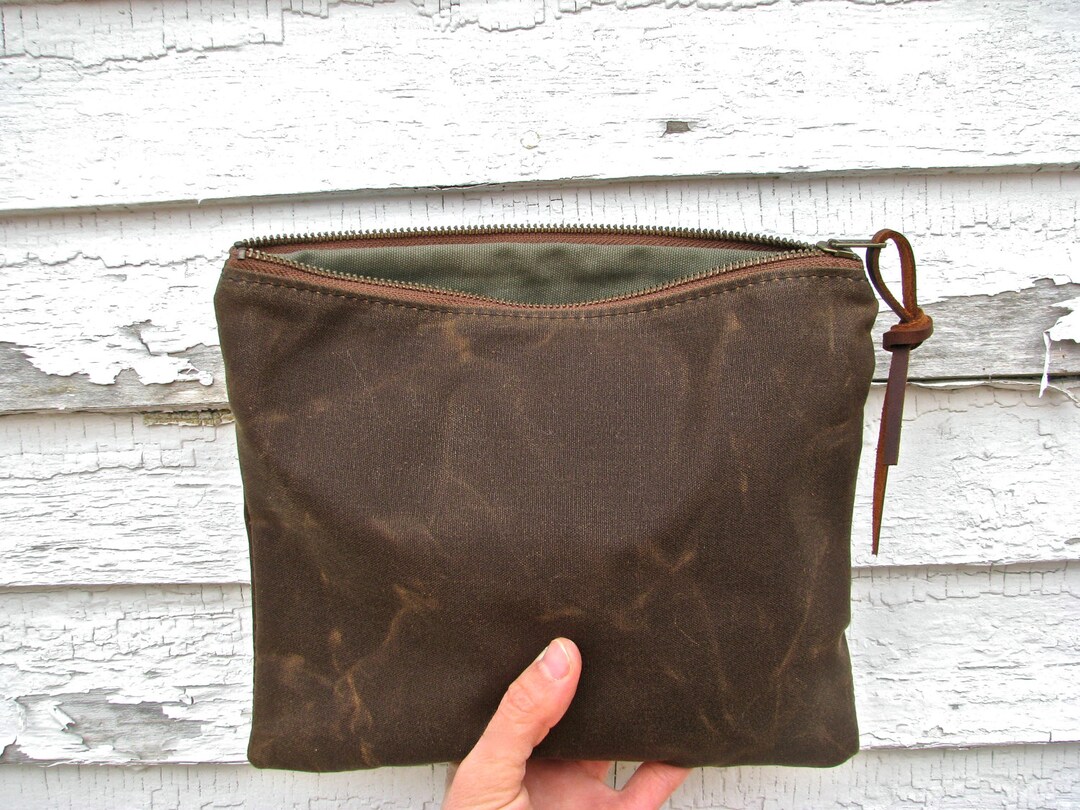 The MIDI Pouch in COCO // Medium Waxed Canvas Pouch Bag Purse - Etsy