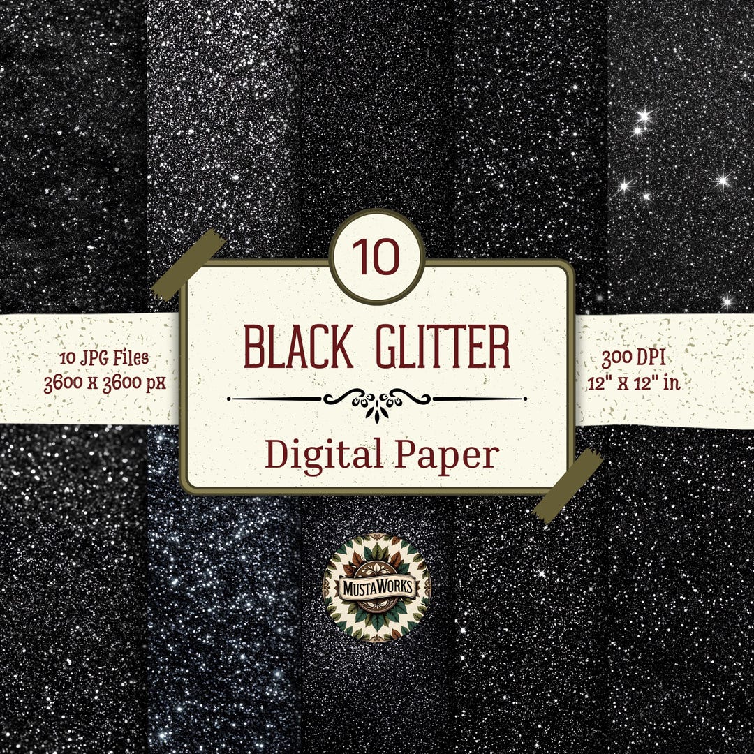 Black Glitter Digital Paper Pack – 10 Sparkling Backgrounds – Shiny ...
