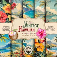 20 Hawaiian Surf Digital Papers - JPG, Tropical Seamless Pattern, Surf ...