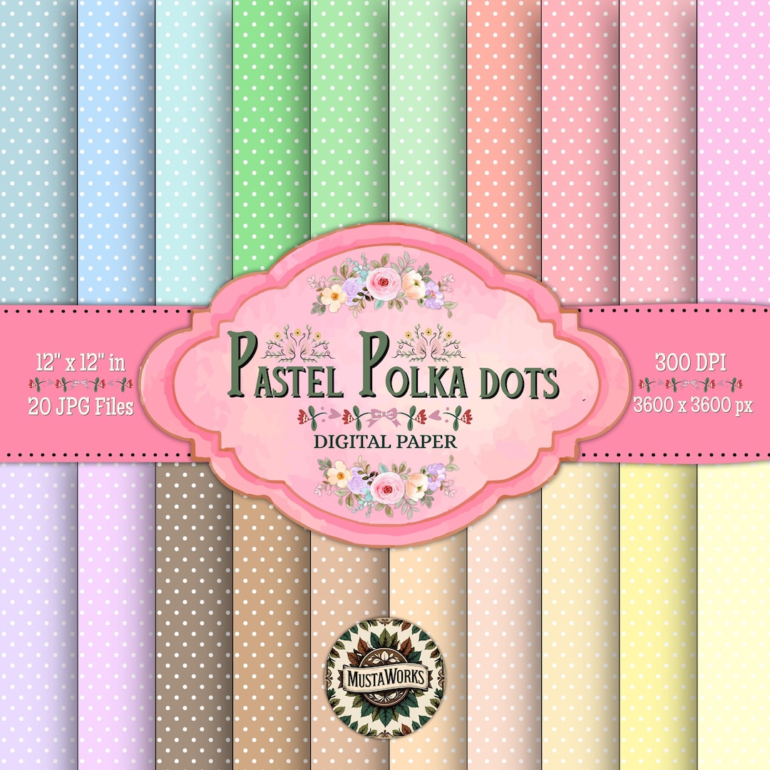 Pastel Polka Dots Digital Paper Pack – 20 Seamless Patterns – 12x12 ...