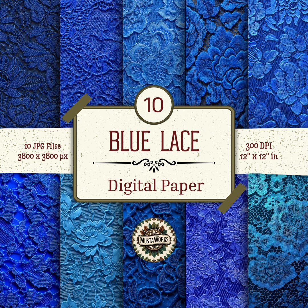 Blue Lace Digital Paper Pack – 10 Elegant Lace Backgrounds ...