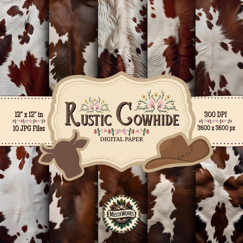 Rustic Cowhide Digital Paper Pack – 10 Seamless Western Patterns ...