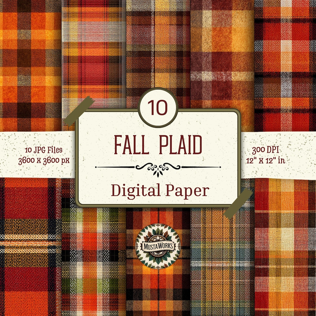 Fall Plaid Digital Paper Pack – 10 Autumn Tartan Backgrounds – Cozy ...