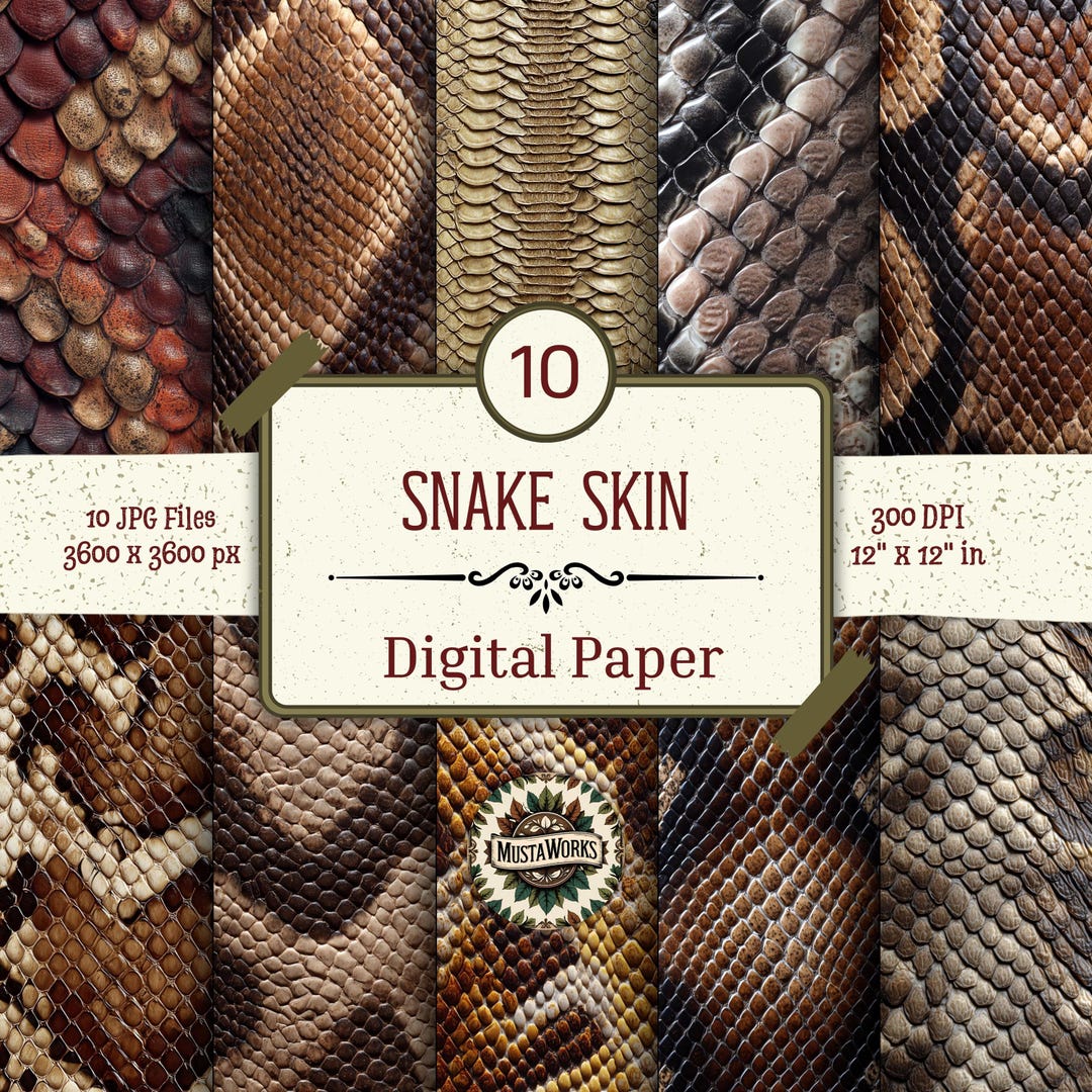 Snake Skin Digital Paper Pack – 10 Reptile Texture Backgrounds ...