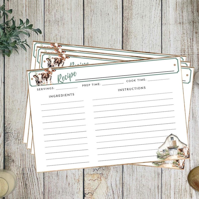 Rustic Recipe Cards - Etsy