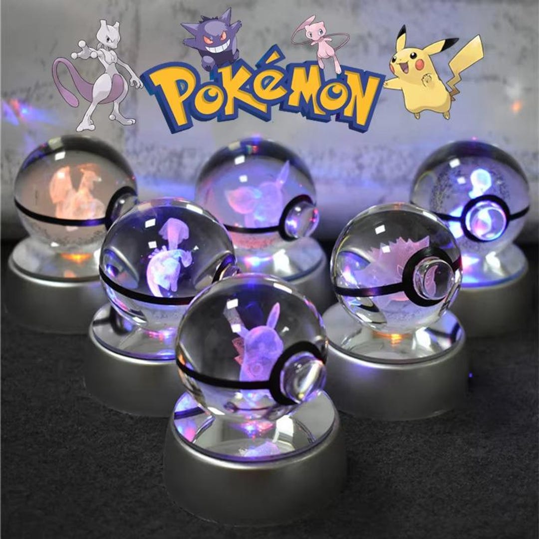 Pokémon 3D Crystal Ball Laser Engraved Crystal Figure With LED Base - Etsy