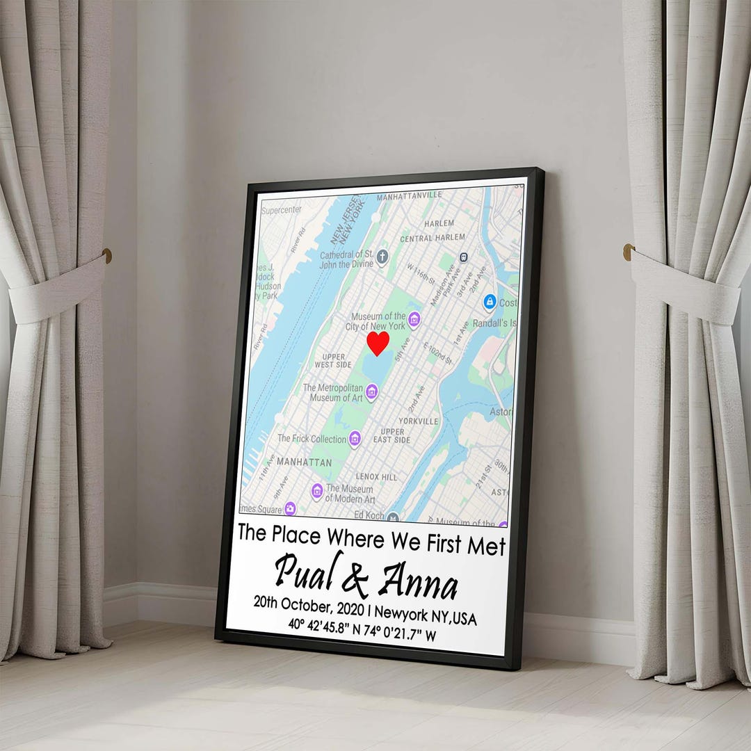Personalized Square City Map Wall Art| the Place Where We First Met ...