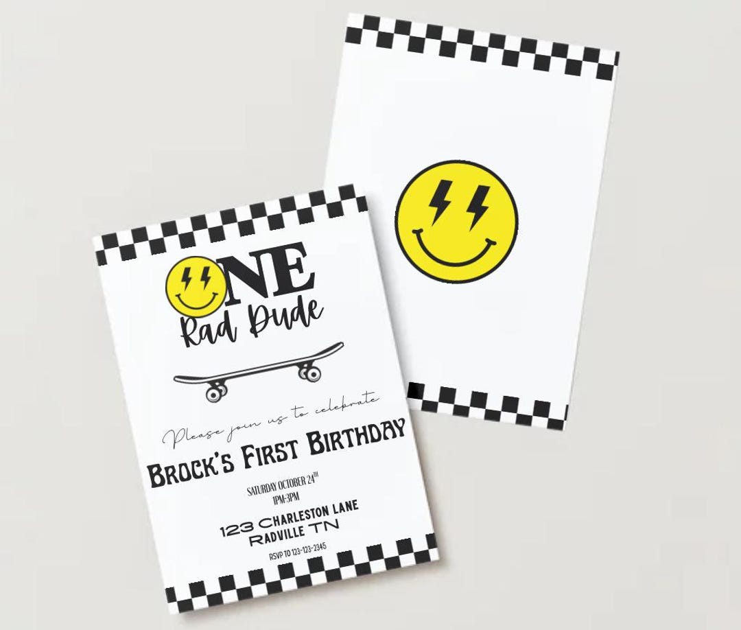 One Rad Dude Birthday Invitation for Boys and Girls , Fully ...
