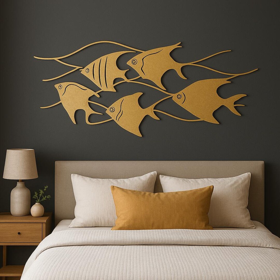Black Gold Metal Fish Wall Art – Modern Ocean Coastal Sea Life Wall ...