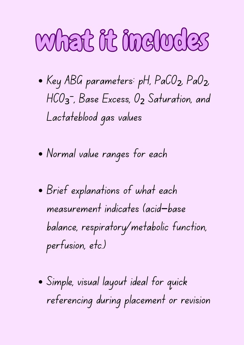 Blood Gas Values Cheat Sheet | Arterial Blood Gas (ABG) Reference ...