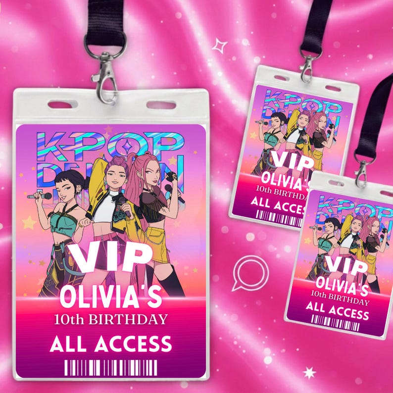 Kpop Demon Hunter 4 VIP Pass | Huntrix ID Badge | Printable Kpop VIP ...