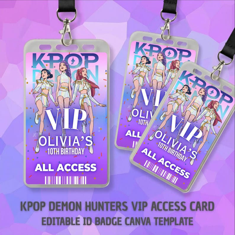 Kpop Demon Hunter 4 VIP Pass | Huntrix ID Badge | Printable Kpop VIP ...