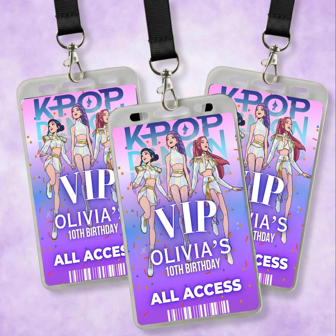 Kpop Demon Hunter 4 VIP Pass | Huntrix ID Badge | Printable Kpop VIP ...