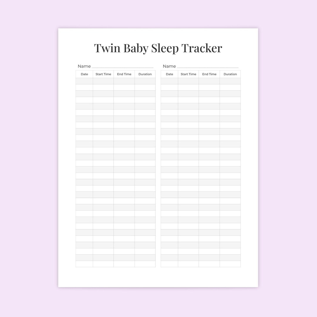 Twin Baby Sleep Tracker Printable – Daily Sleep Log, Infant Schedule ...