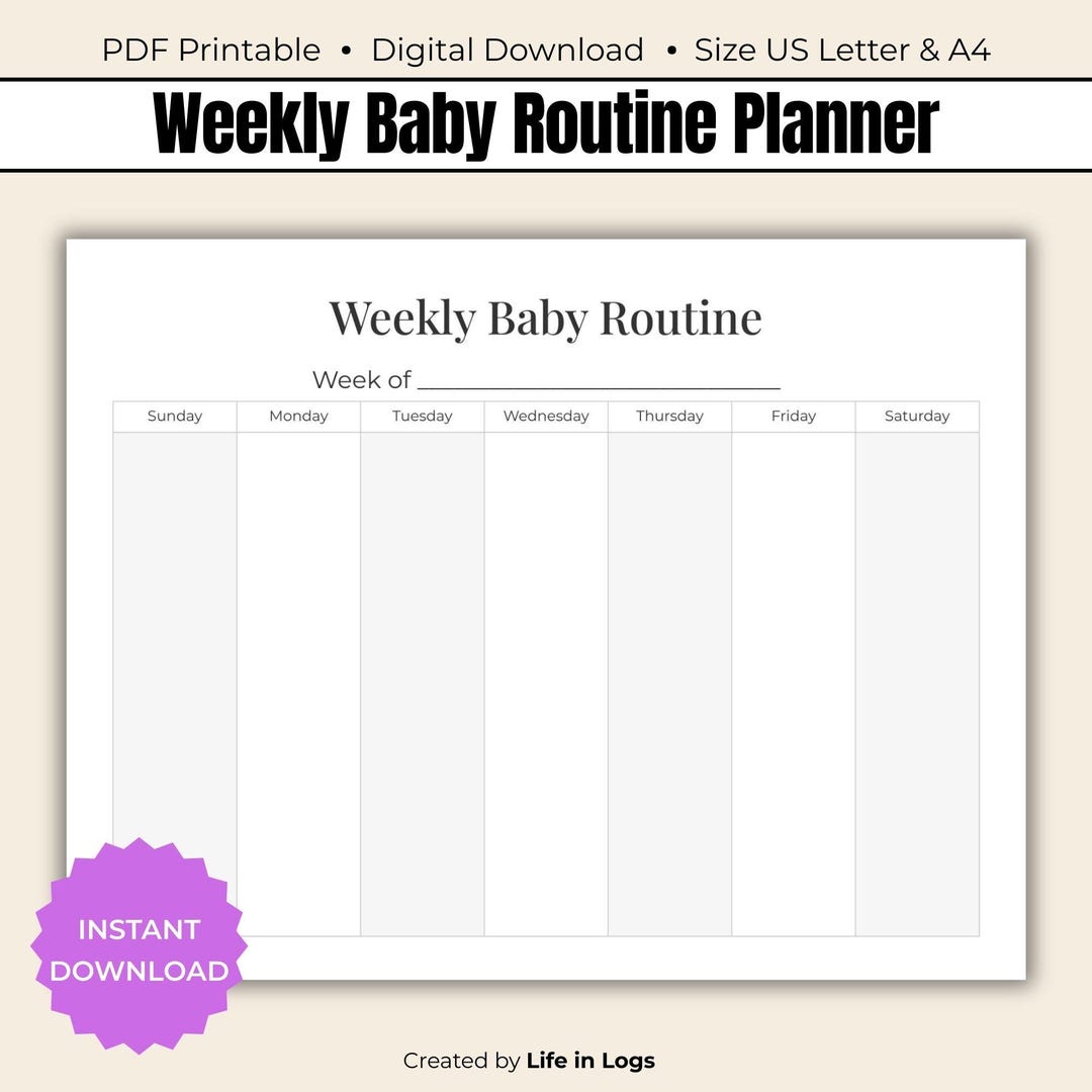 Baby Routine Planner Printable – Weekly Newborn & Infant Schedule Log ...