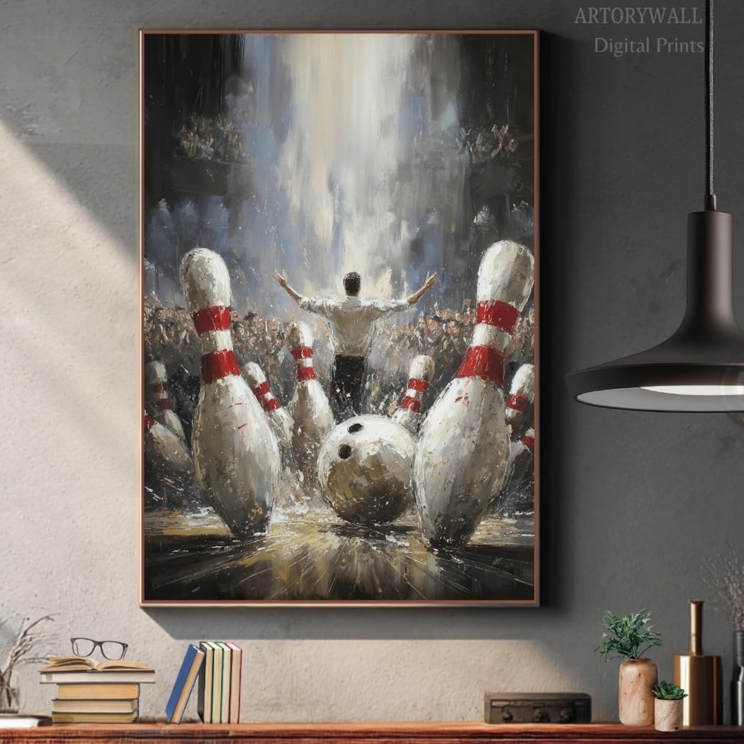 Bowling Strike Art Print, Impressionist Sports Painting (digital ...