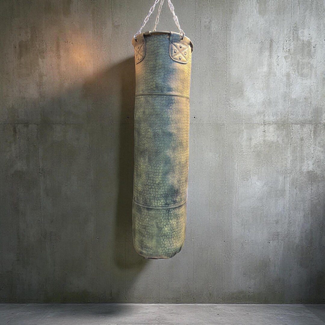 Dual-tone Bubble-textured Leather Punching Bag – Handcrafted Heavy ...