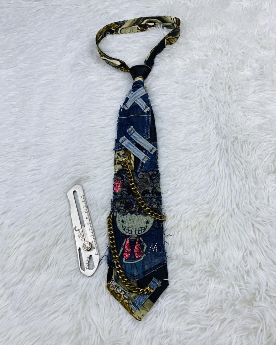 Blue Denim Remade Denim Custom Tie - Etsy