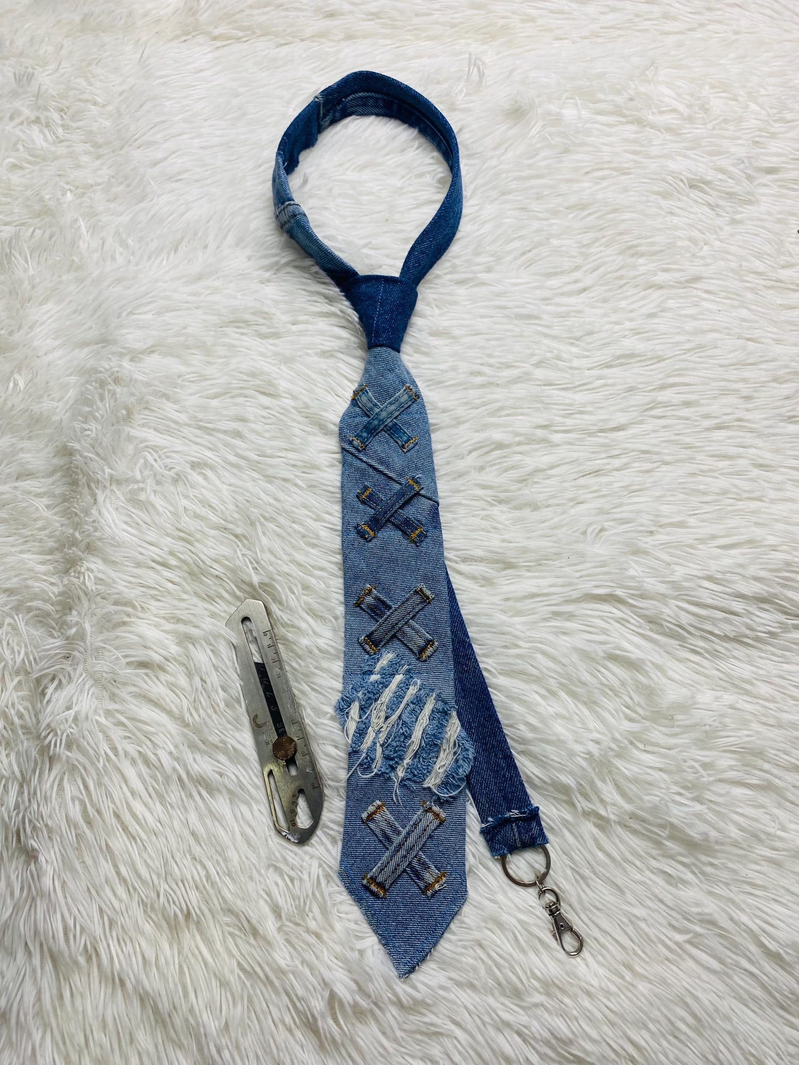 Blue Denim Remade Denim Custom Tie - Etsy