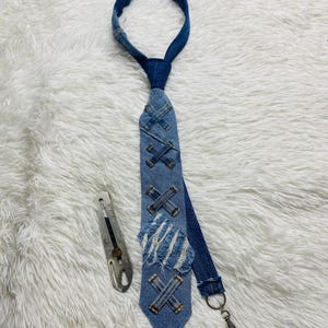Blue Denim Remade Denim Custom Tie - Etsy