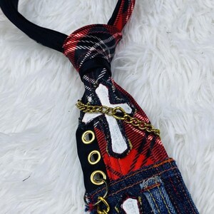 Red Cross Remade Denim Custom Tie - Etsy