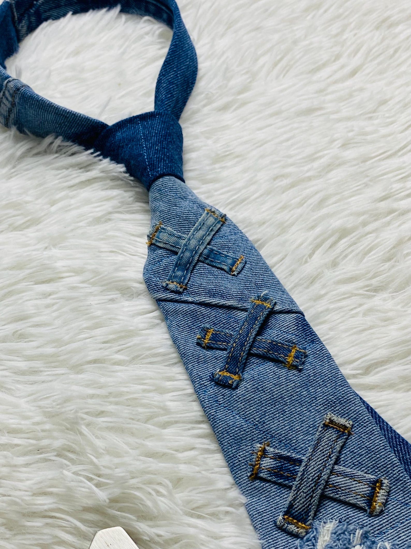Blue Denim Remade Denim Custom Tie - Etsy