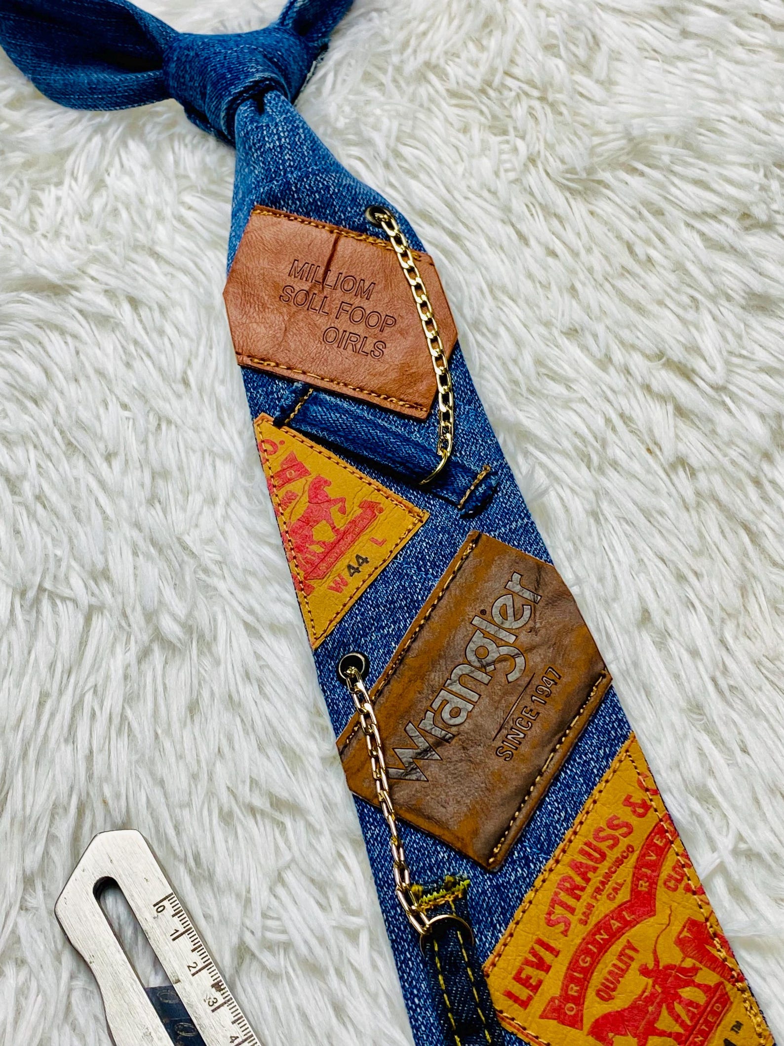 LEEVIER Denim Remade Denim Custom Tie - Etsy
