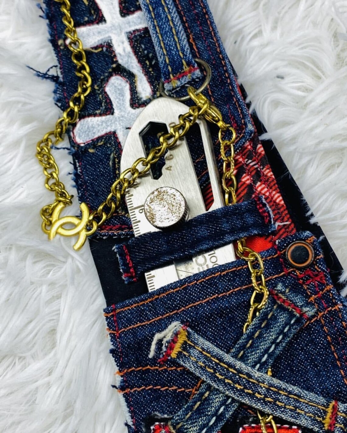Red Cross Remade Denim Custom Tie - Etsy