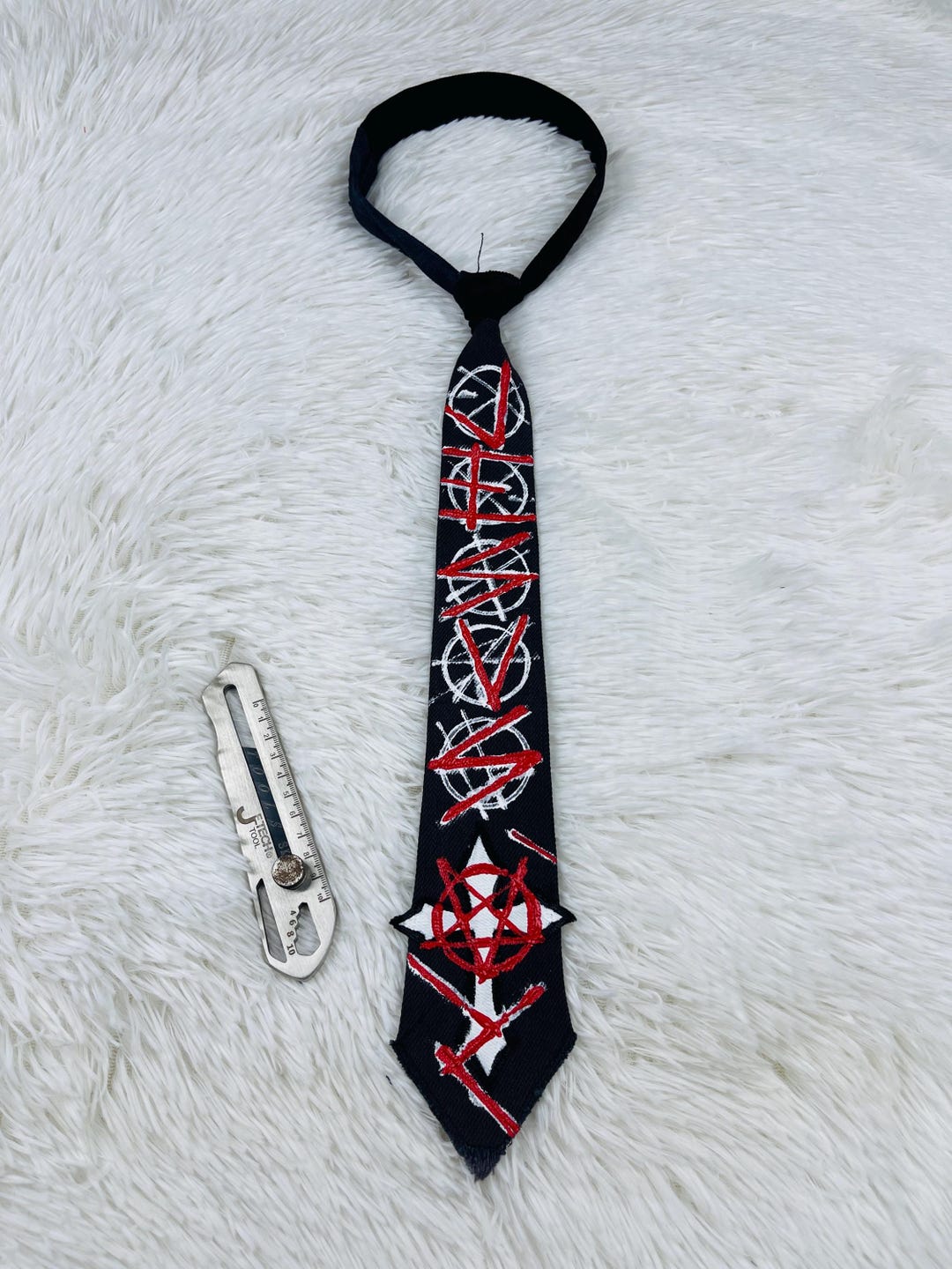 Red Jesus Remade Denim Custom Tie - Etsy