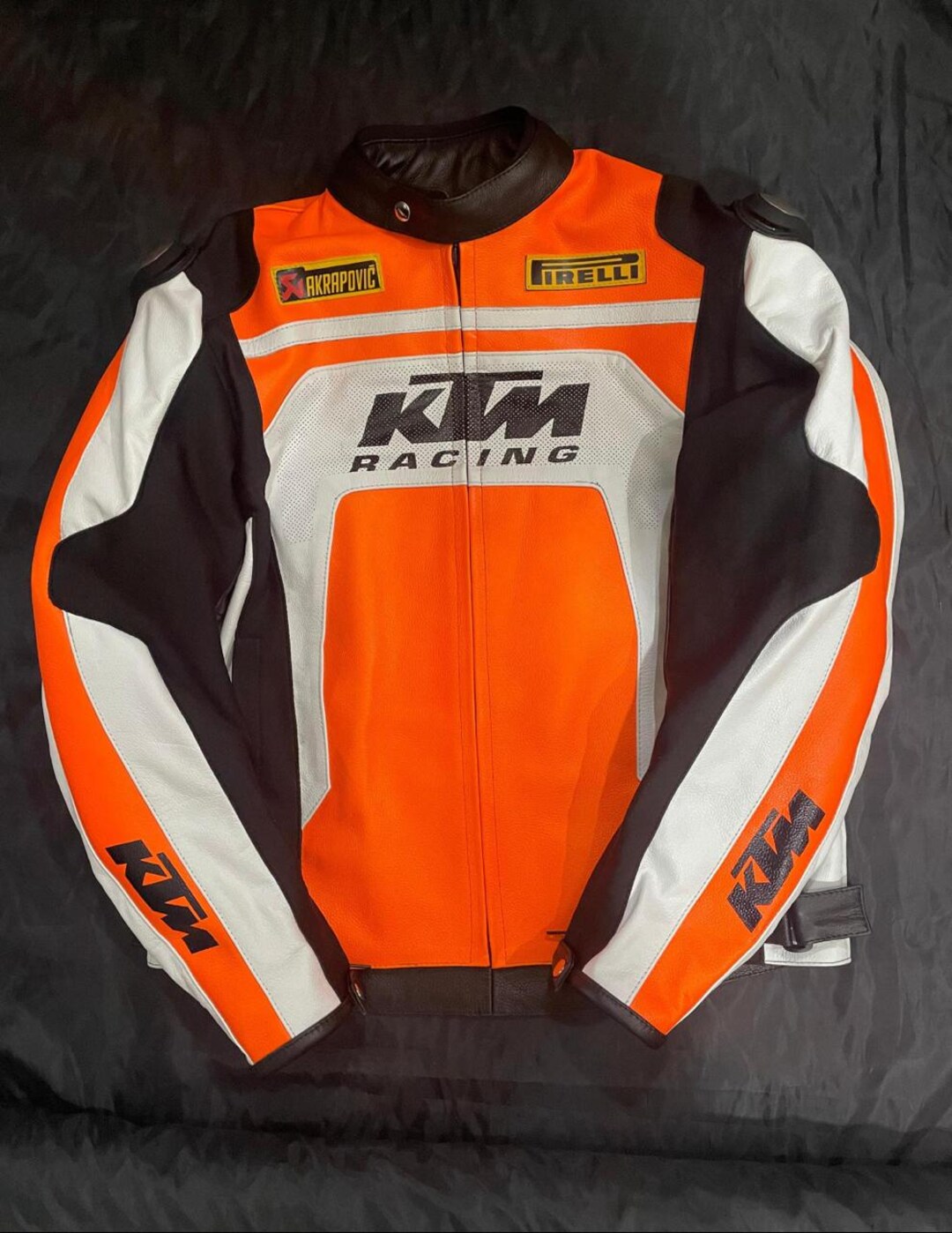 KTM Motobike Orange and Black Motorcycle Racing Jacket Cowhide Leather ...