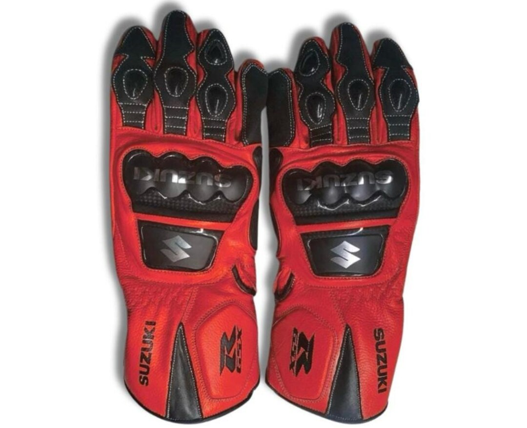 Suzuki GSXR Motorcycle Motorbike Motogp Racking Leather Gloves ...