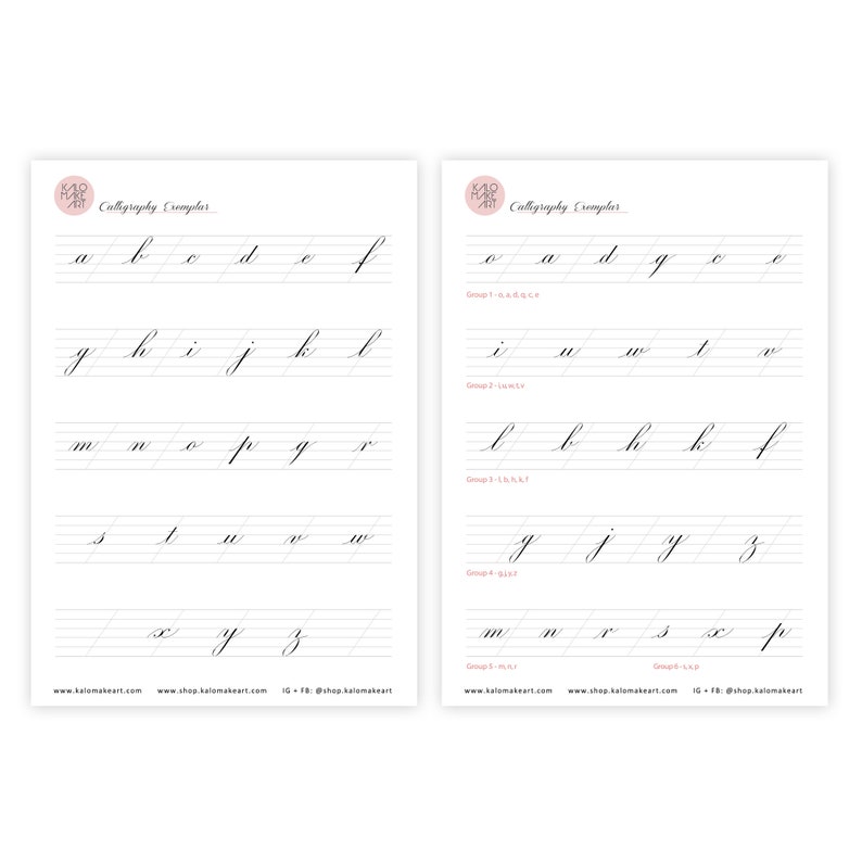 CLASSIC LOWERCASE Printable DIGITAL Calligraphy Copysheets | Pointed ...