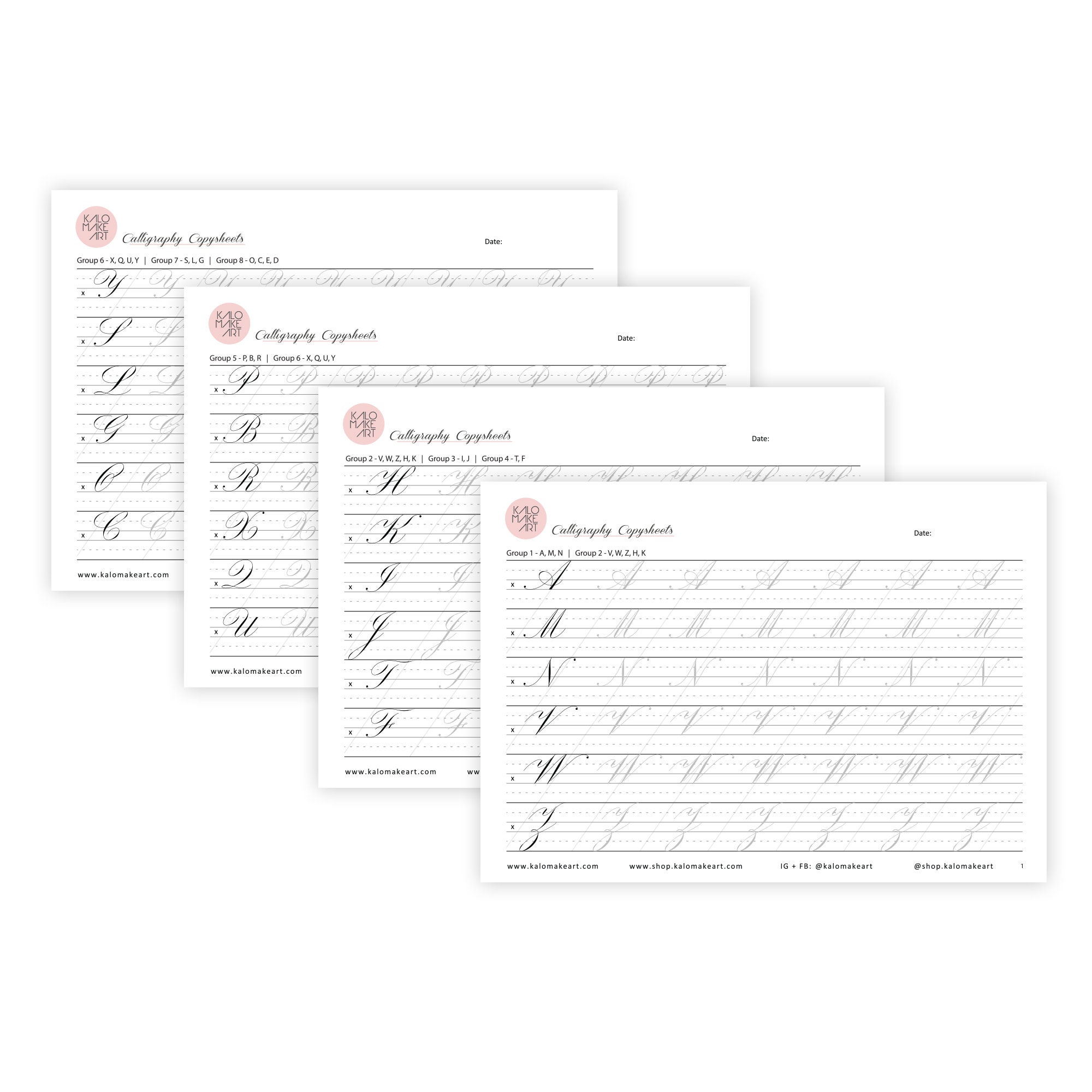 CLASSIC CAPITAL Printable DIGITAL Calligraphy Copysheets | Pointed Pen ...